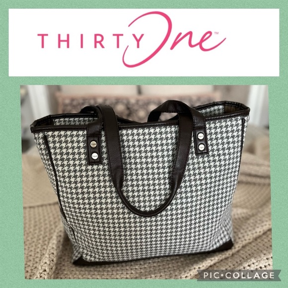 thirty-one | Bags | Thirty One Cindy Houndstooth Large Tote Shoulder ...